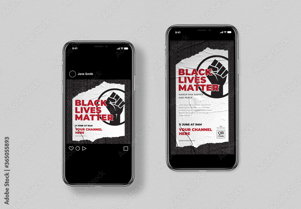 Black Lives Matter Social Media Layout Stock Template | Adobe Stock