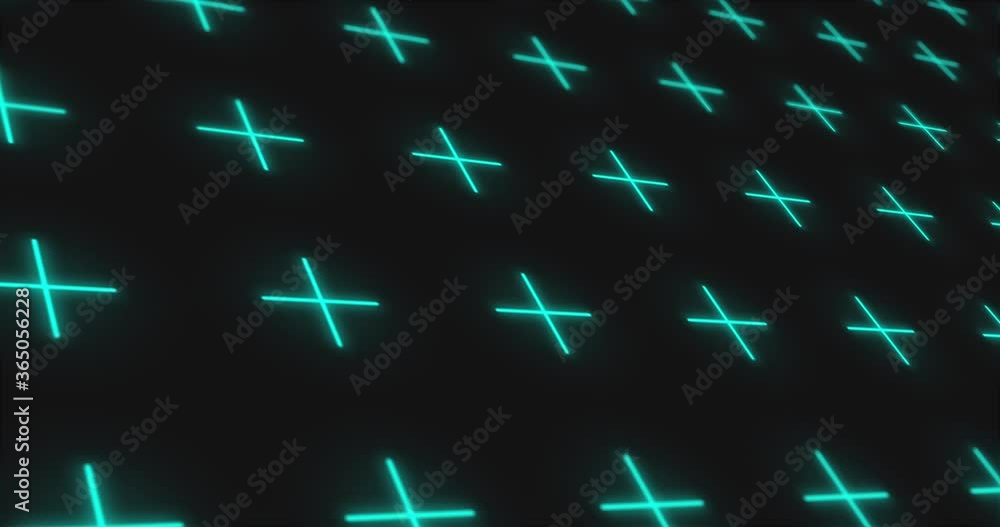 Animated abstract moving background, blue plus sign glow in the dark ...