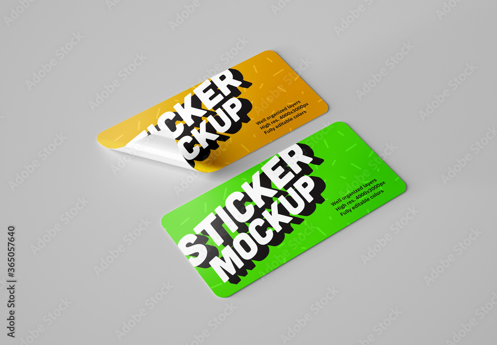 Rectangle Sticker Mockup Stock Template | Adobe Stock