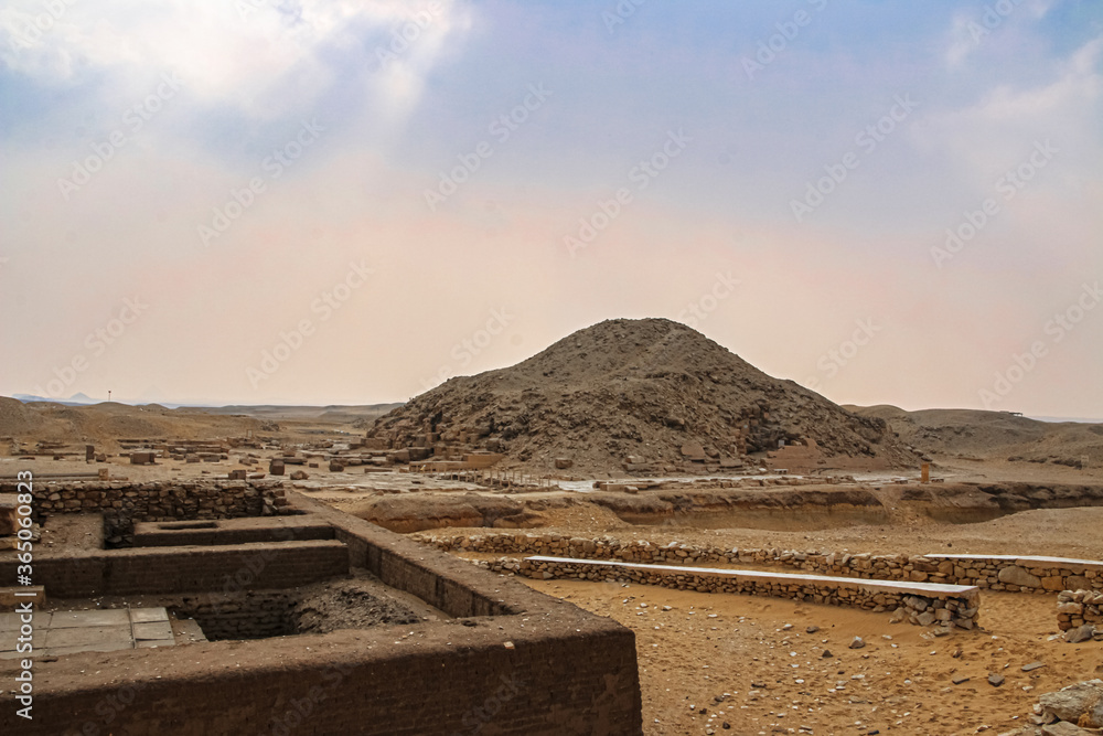Ancient ruins near the Joseph Pyramid, the first pyramid erected in the ...