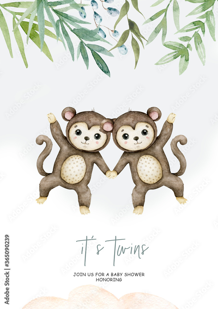 Baby Shower Monkey Cartoon