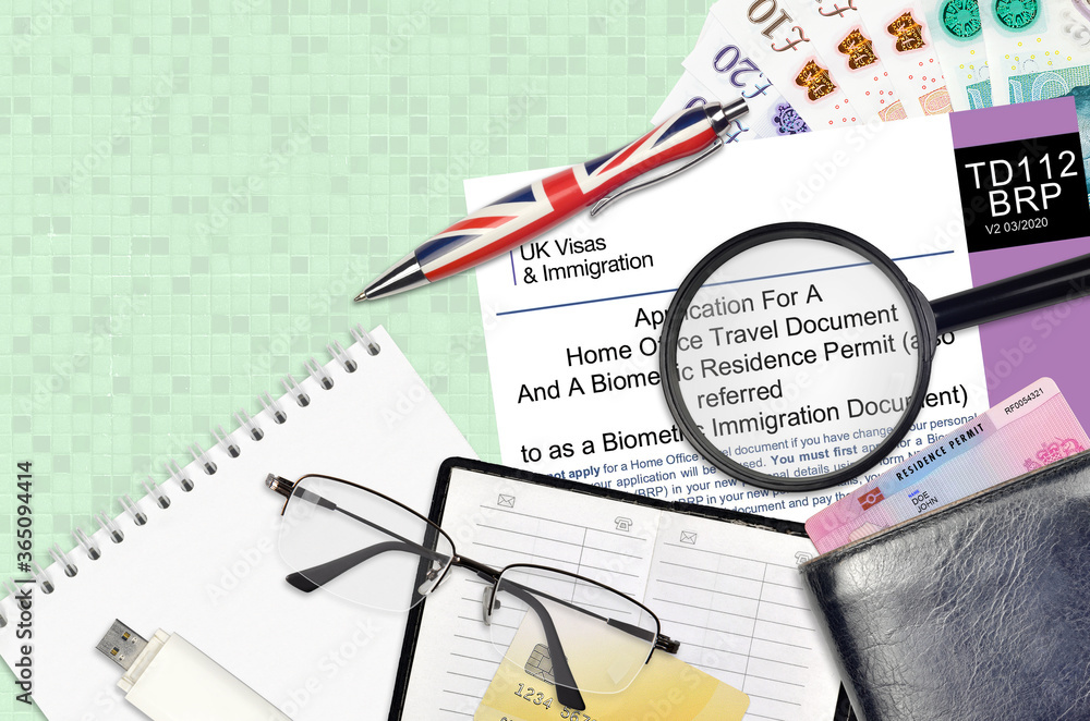 English form TD112 Application for a home office travel document and a ...