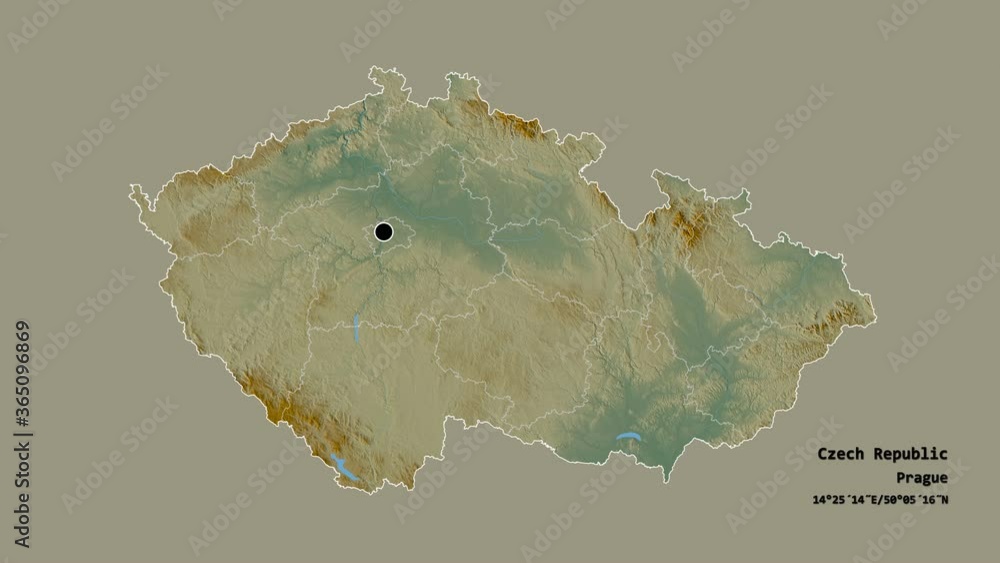 Zlínský, region of Czech Republic, with its capital, localized ...