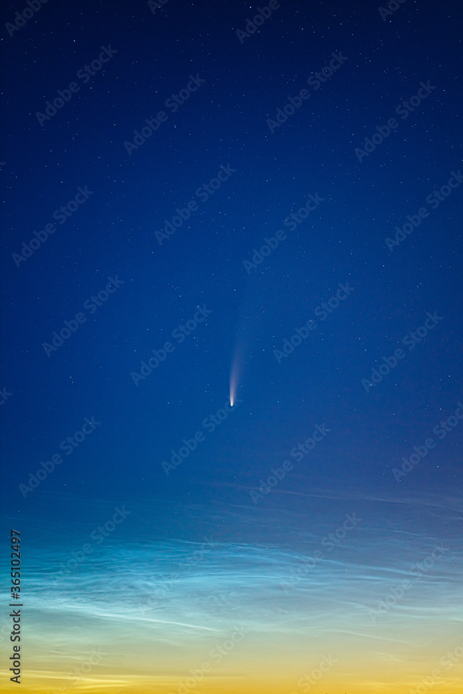 very beautiful photo / screensaver. a comet in the night sky with ...