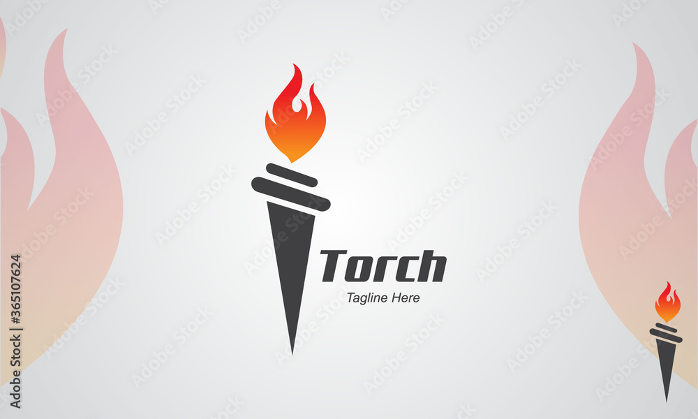 Torch Of Light Logo Design Template- Flaming torch logo. Sport fire ...