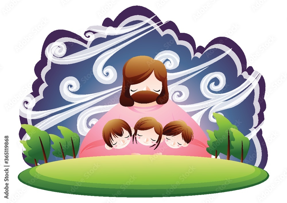 jesus hugging children Stock Vector | Adobe Stock