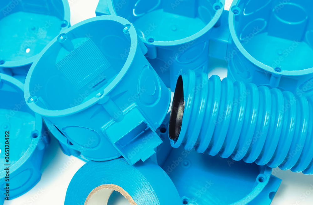 Blue electrical boxes and other components using in electrical ...