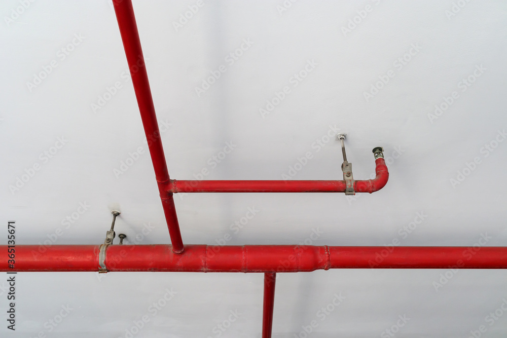fire sprinkler or fire extinguishing system under building ceiling for ...
