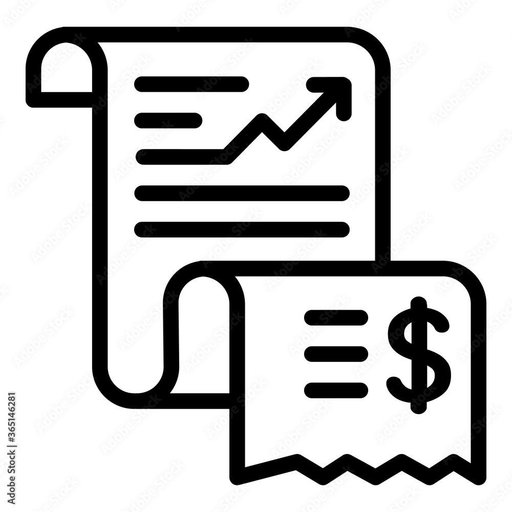 Paper expense report icon. Outline paper expense report vector icon for ...