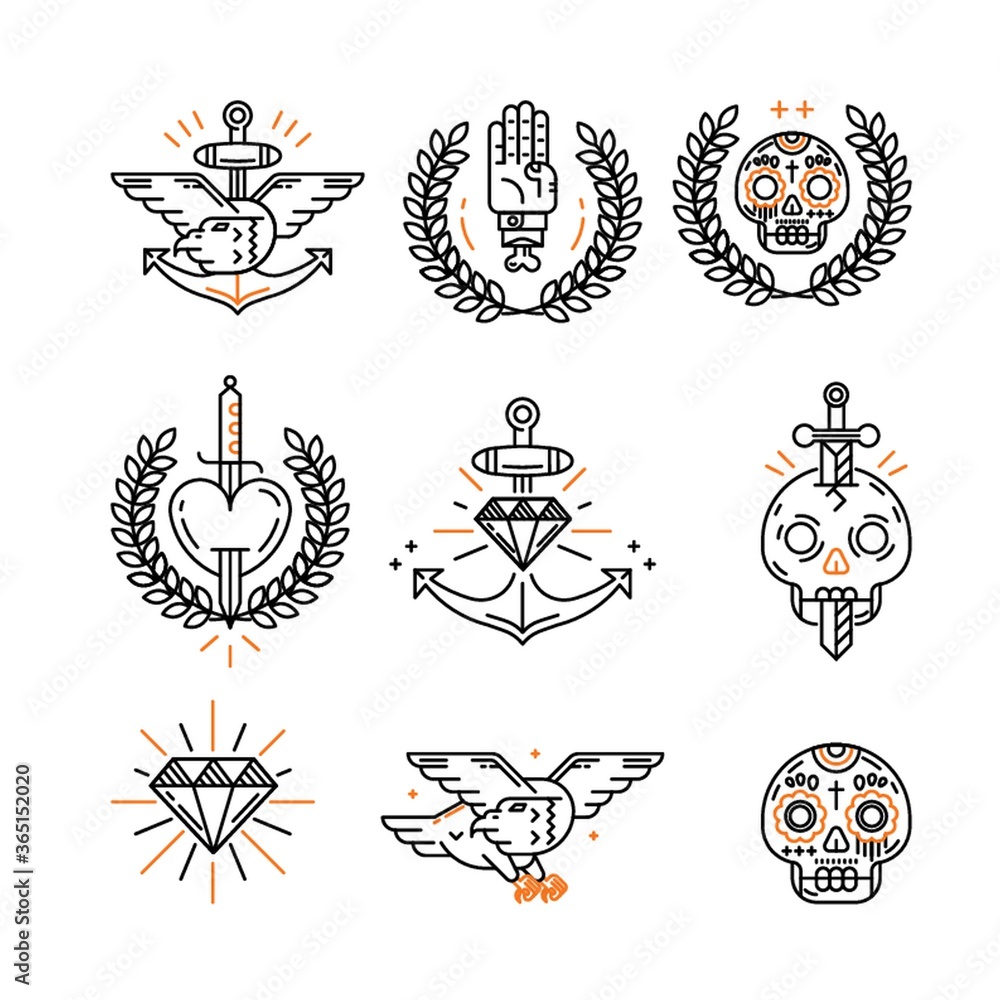 tattoo icon set Stock Vector | Adobe Stock