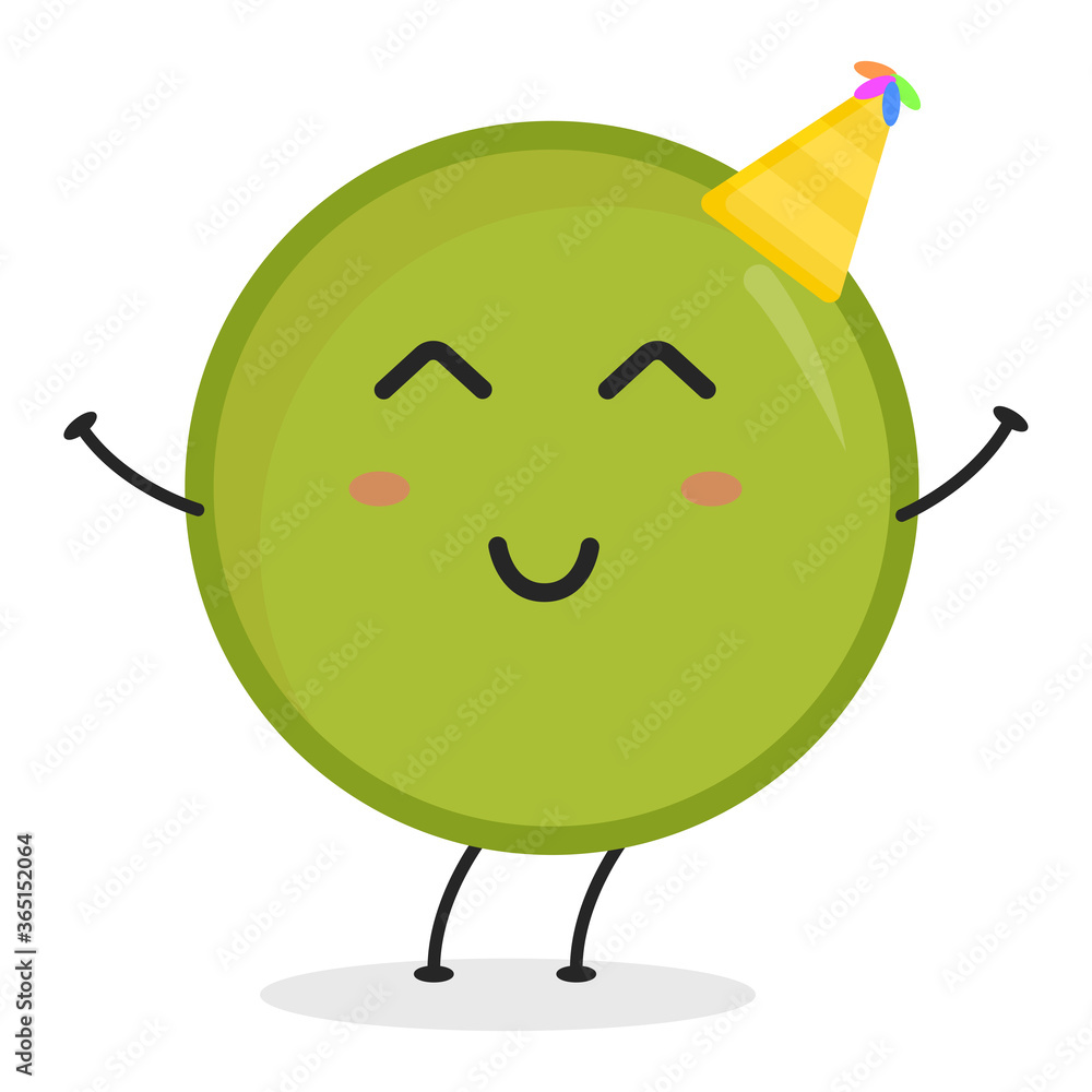 Cute flat cartoon green peas illustration. Vector illustration of cute ...