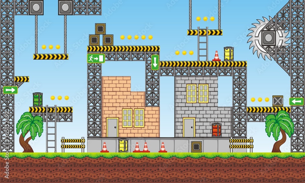 Tileset Platform for creating Game - A set of layered vector game asset ...