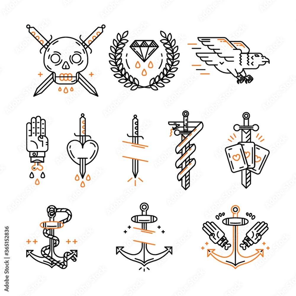 tattoo icon set Stock Vector | Adobe Stock