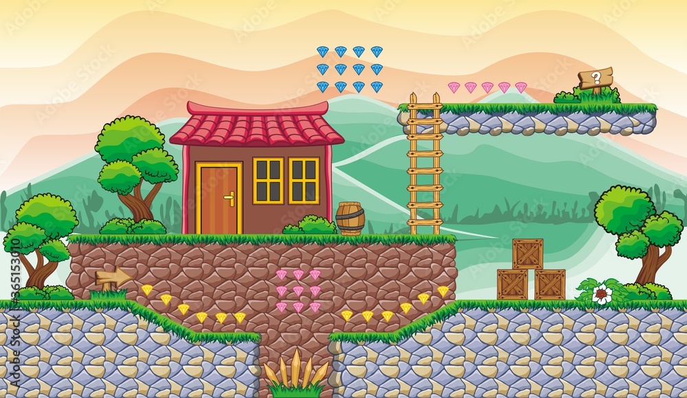 Tileset Platform for creating Game - A set of layered vector game asset ...