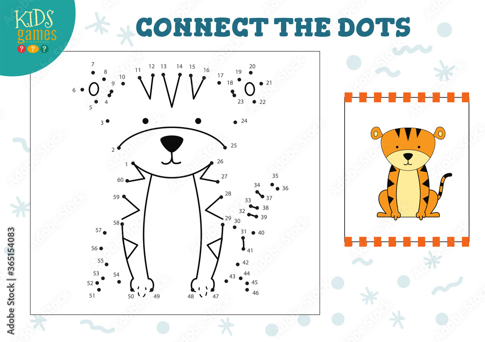 Connect the dots kids game vector illustration. Preschool children ...