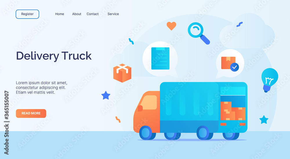 Delivery truck icon campaign for web website home homepage landing ...