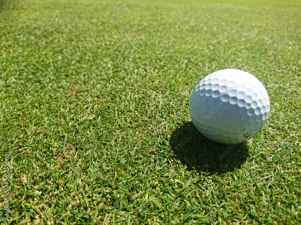 golf ball on a grassy golf course on a beautiful summer day Stock Photo ...