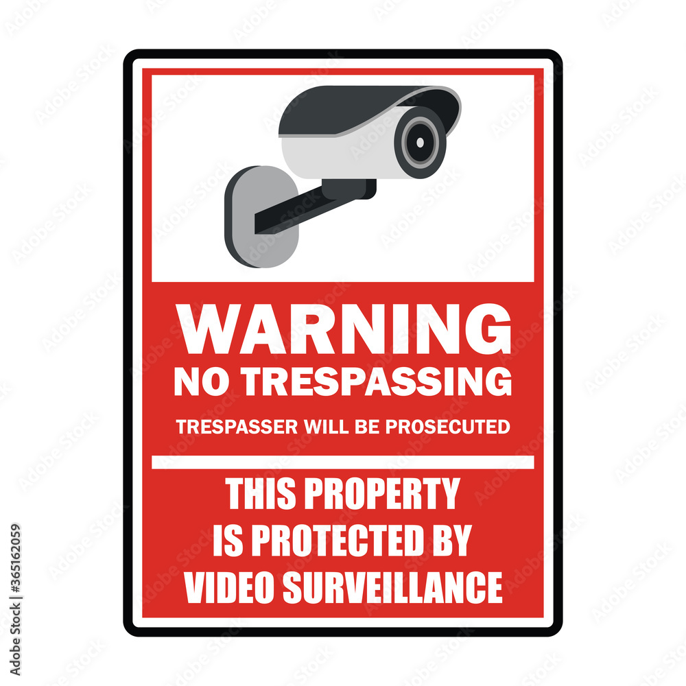 warning sign the area protected by video surveillance with security ...