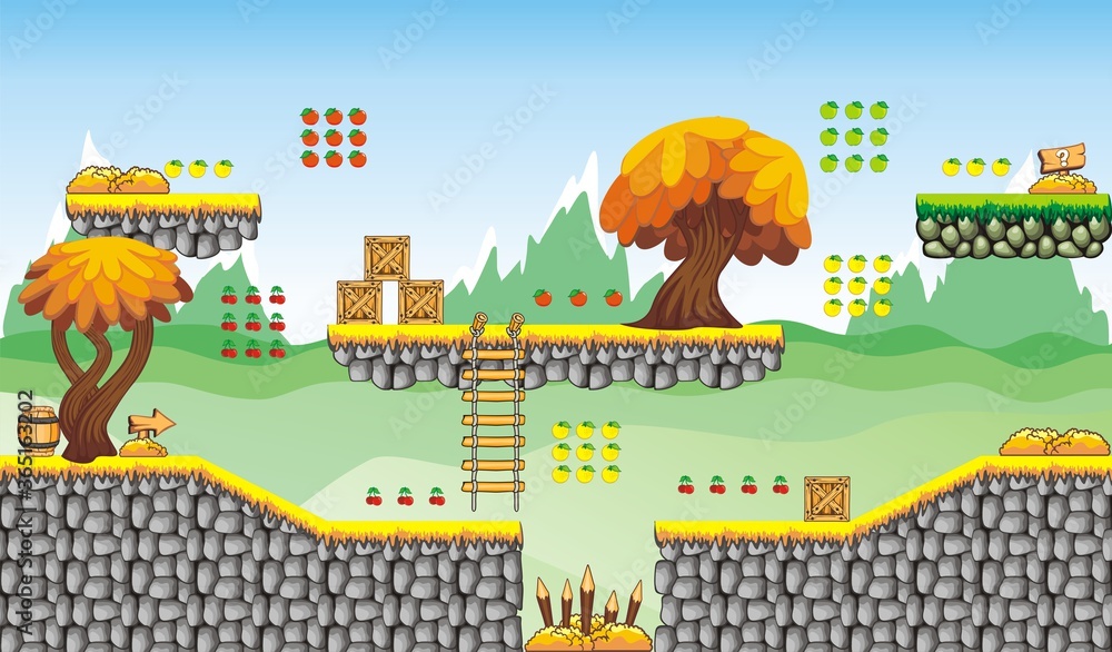 Tileset Platform for creating Game - A set of layered vector game asset ...