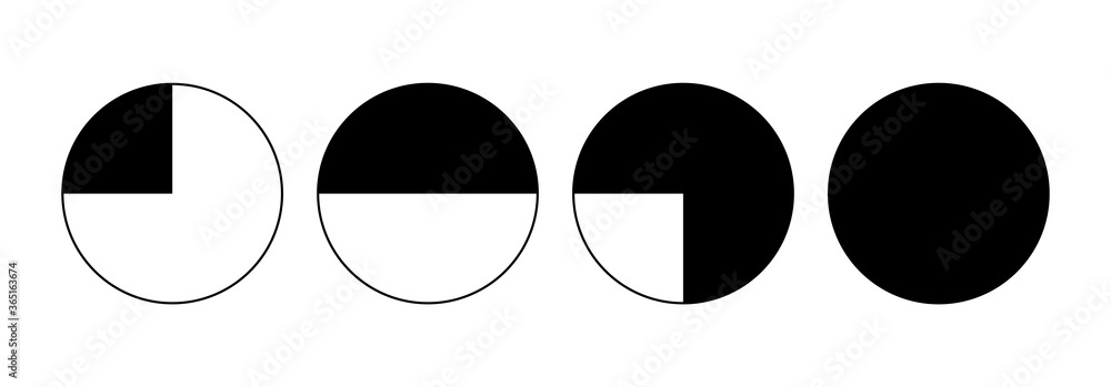 four parts of a circle. Vector illustraiton isloated on white ...