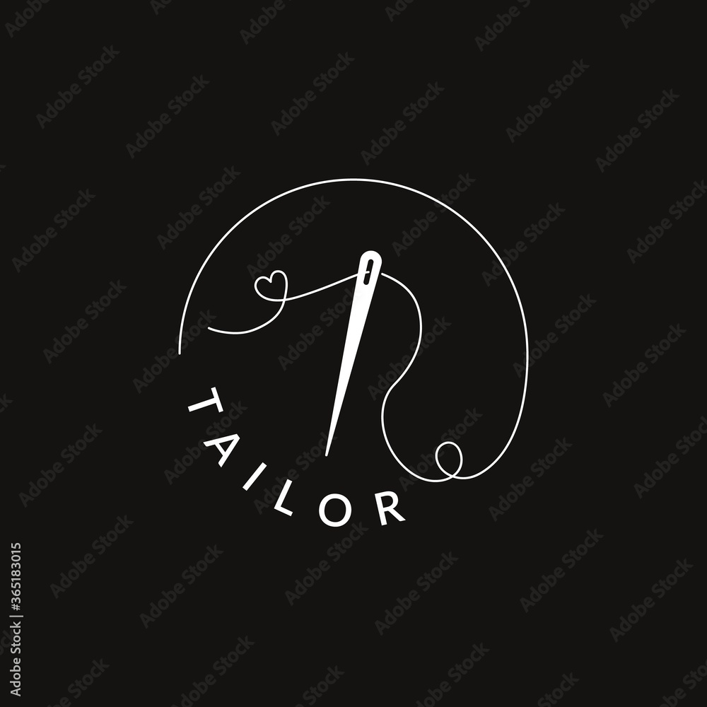 Simple tailor logo design. Minimal logotype template for branding. Sew ...