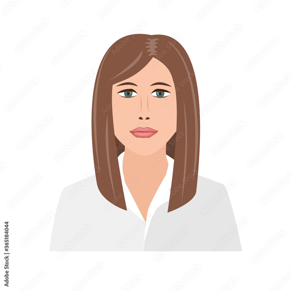 Vecteur Stock Beautiful young businesswoman portrait. Cute office girl ...