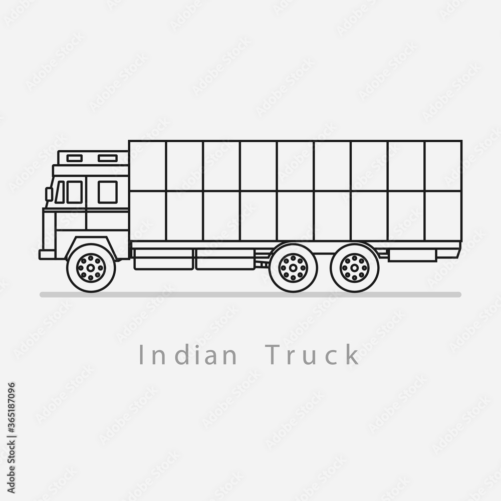 Indian vehicle Minimal vector illustration. Truck. Stock Vector | Adobe ...