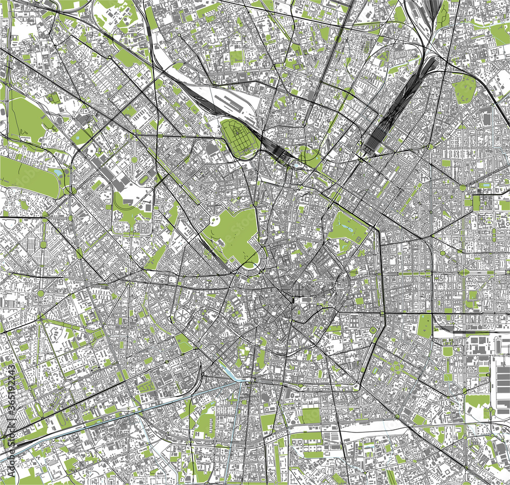 map of the city of Milan, Italy Stock Vector | Adobe Stock