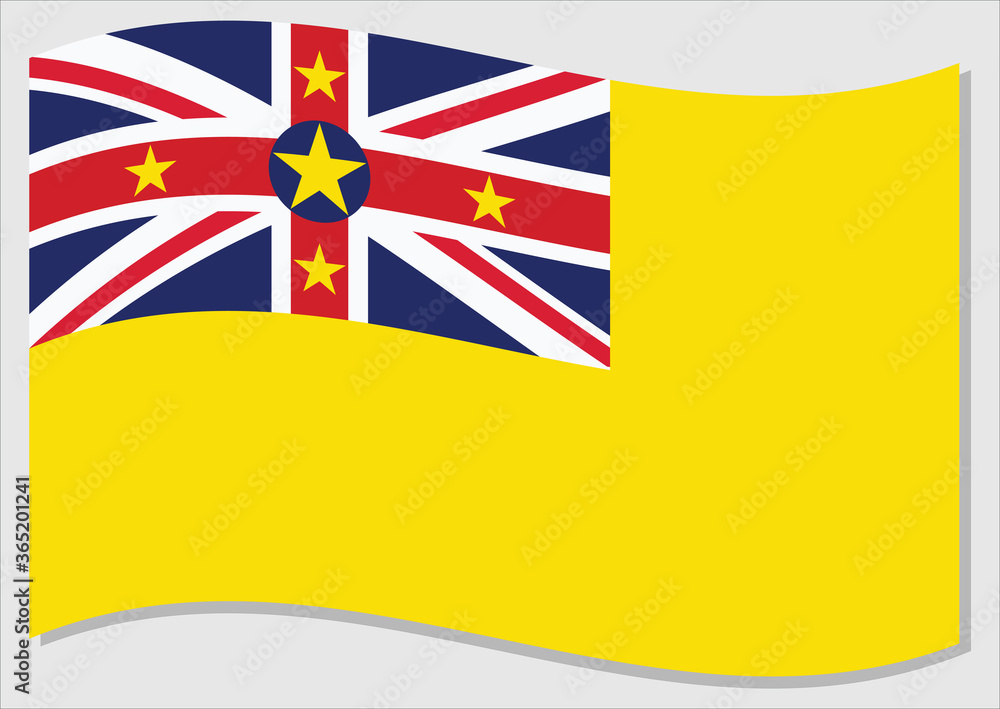 Waving flag of Niue vector graphic. Waving Niuean flag illustration ...