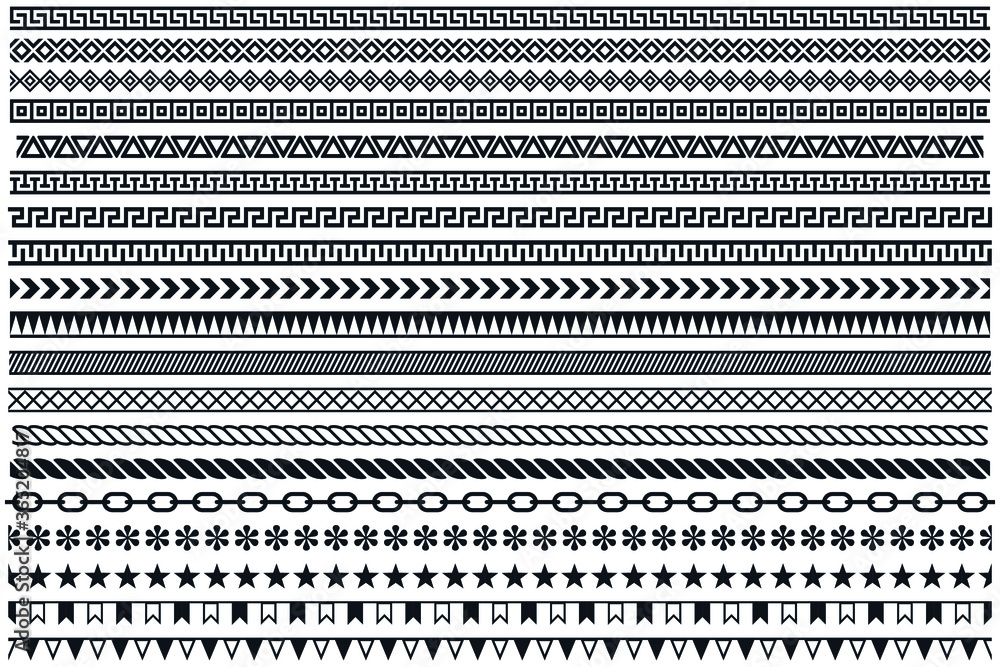 Vecteur Stock Divider lines. Collection of vector seamless repeating ...