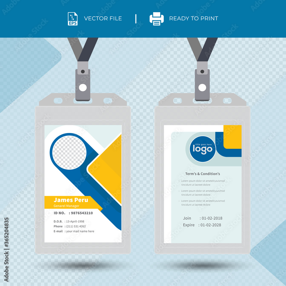 Creative ID Card Design Template. Identity badge With Photo Placeholder ...