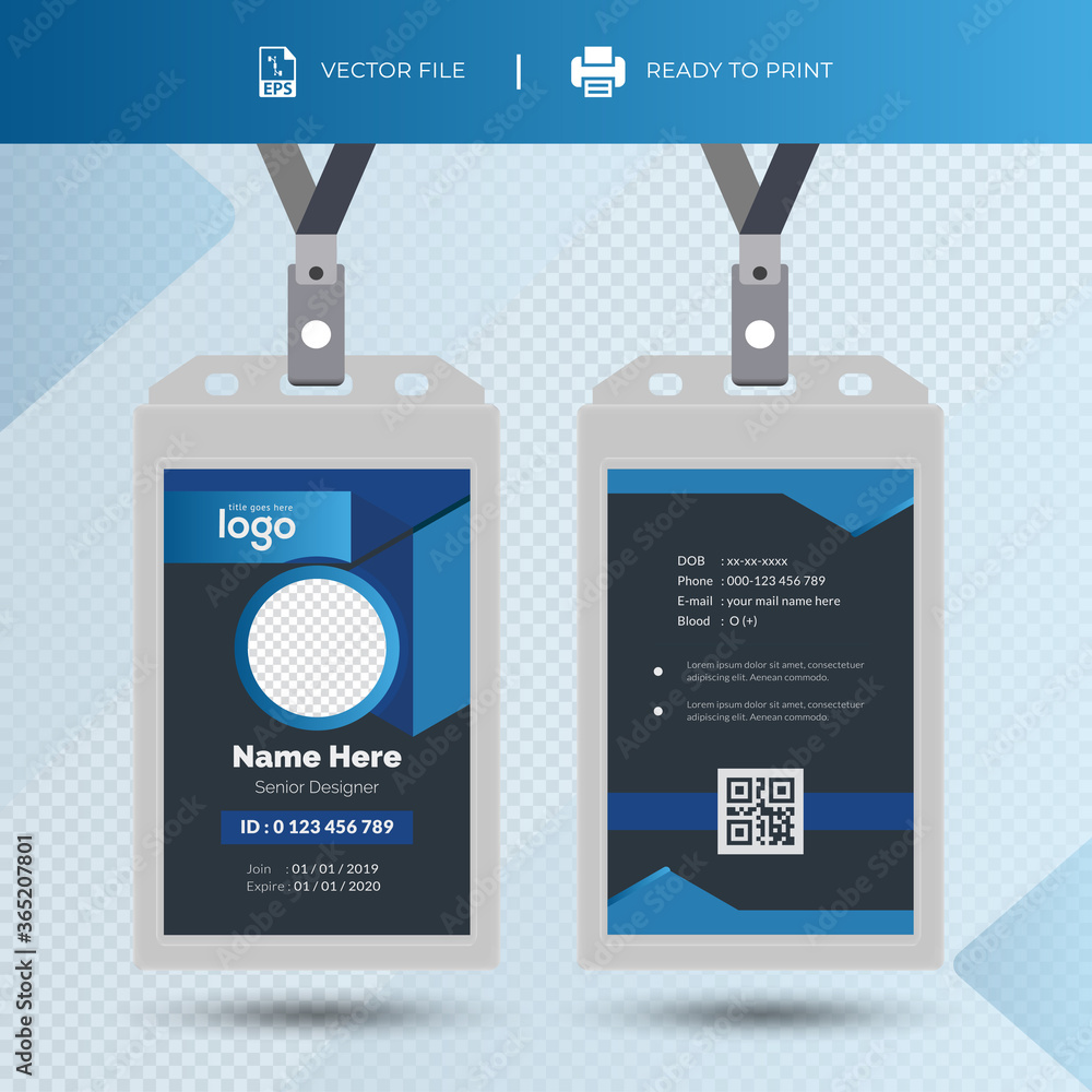 Creative ID Card Design Template. Identity badge With Photo Placeholder ...