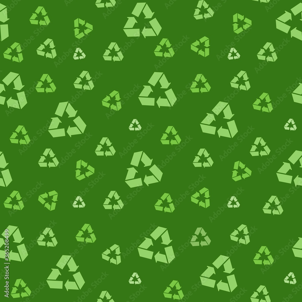 International recycle symbol green seamless pattern with arrow shapes ...