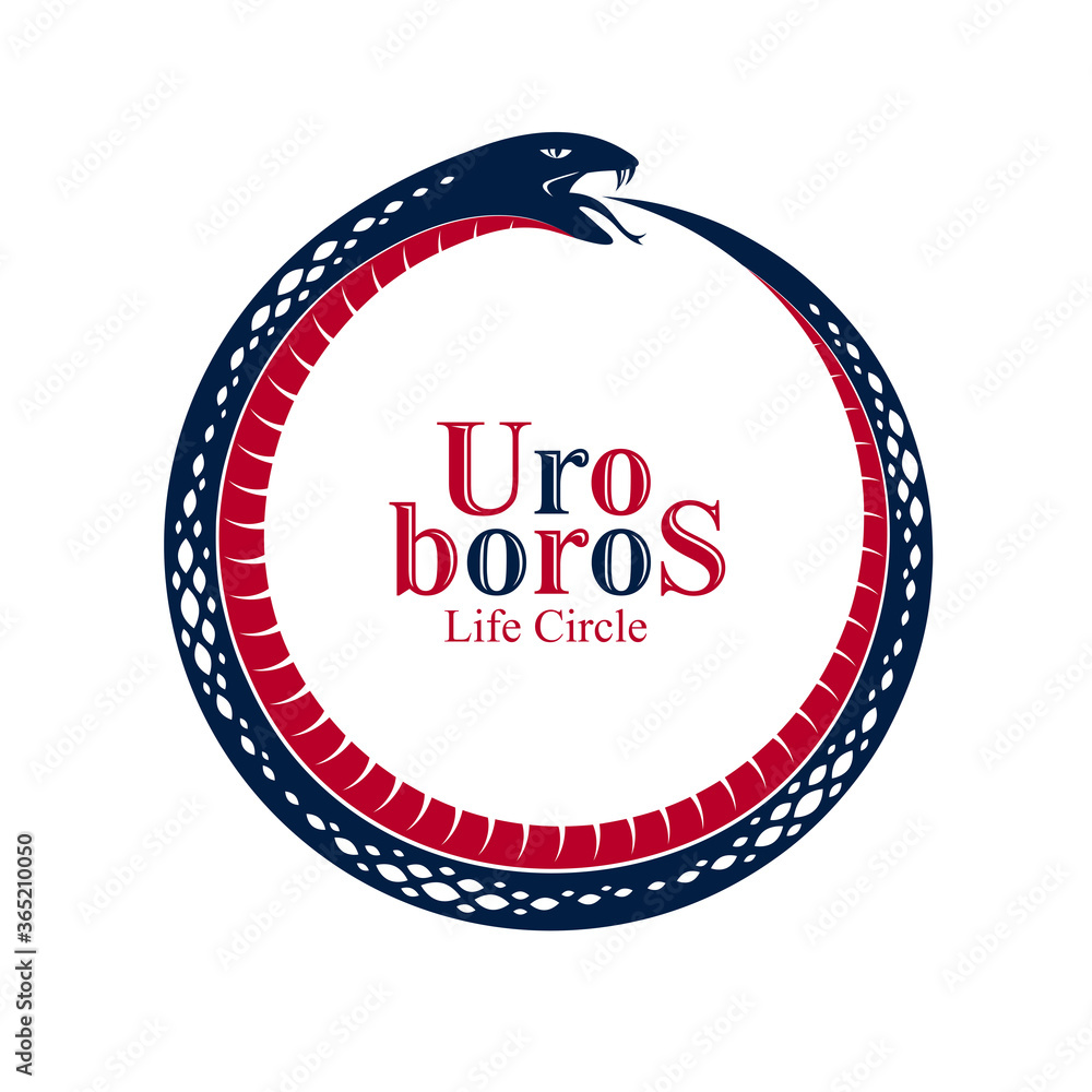 Vetor de Ouroboros Snake in a shape of circle, endless cycle of life ...