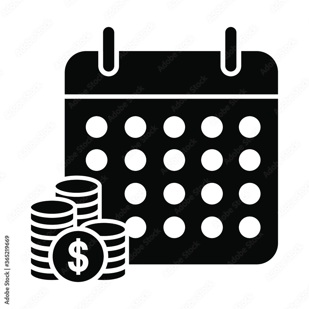 Payout schedule vector icon. Financial calendar sign. Salary date ...