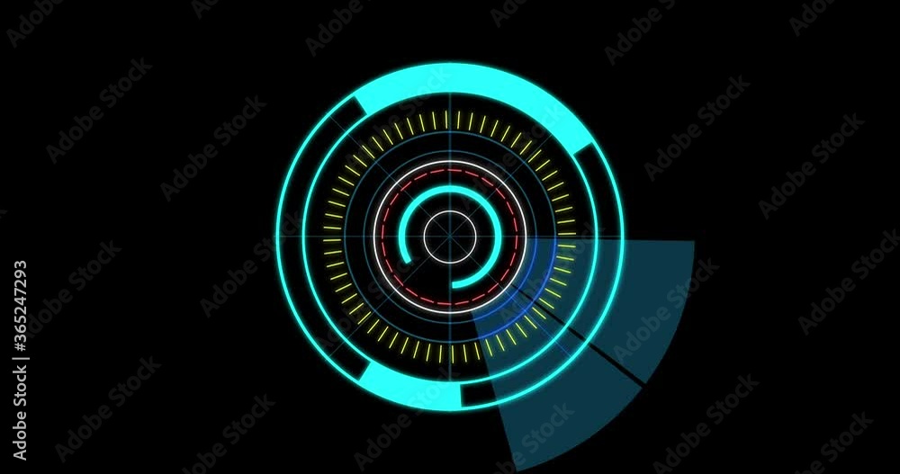 HUD element - futuristic loading pending screen, loopable parts. Abstract pie Chart hud element ...