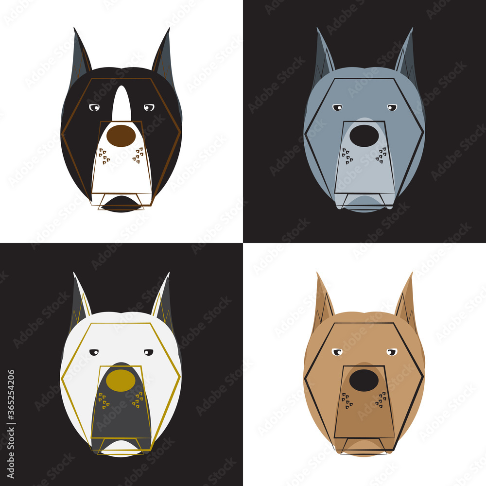 Dog seamless pattern, Pitbull on black & white background, Dog icons ...