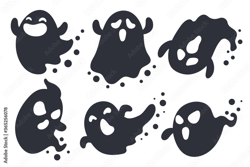 Halloween Ghost Cartoon. The scary and evil ghosts face flew out to ...