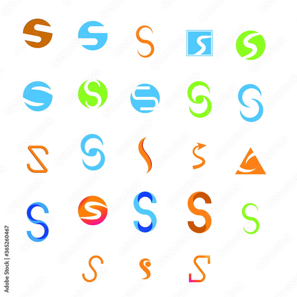 Letter S logo set. Icon set for letter Stock Vector | Adobe Stock