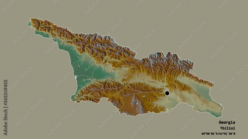 Guria, region of Georgia, with its capital, localized, outlined and ...