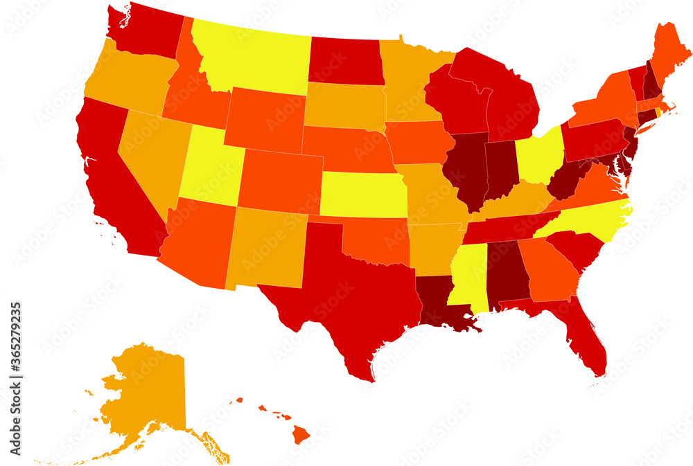 Map of USA with isolated states polygons Stock Vector | Adobe Stock
