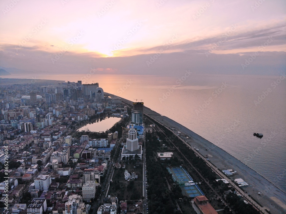 Batumi from above. Aerial photo from drone camera. Georgian seaside ...