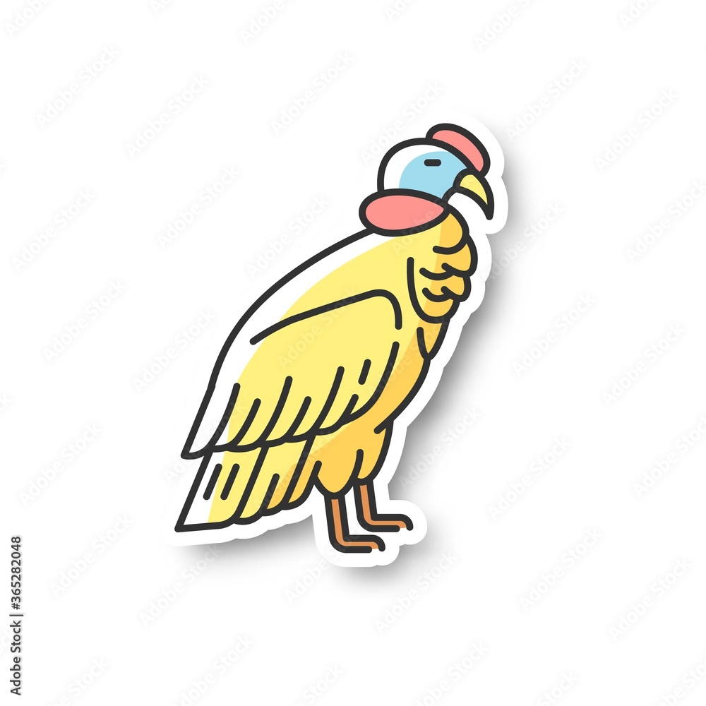 Condor patch. Large bird of with sharp beak and claws. New world ...