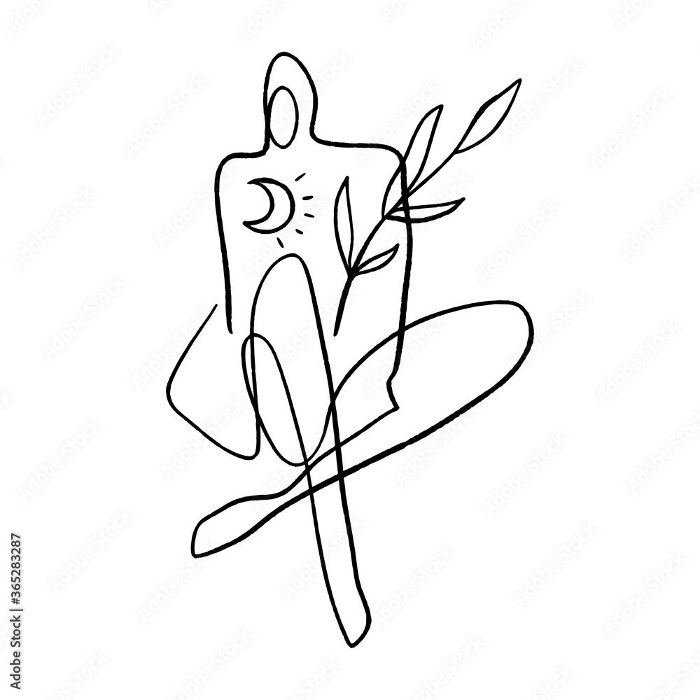 Line art woman. Self love and care concept. Continuous line drawing ...