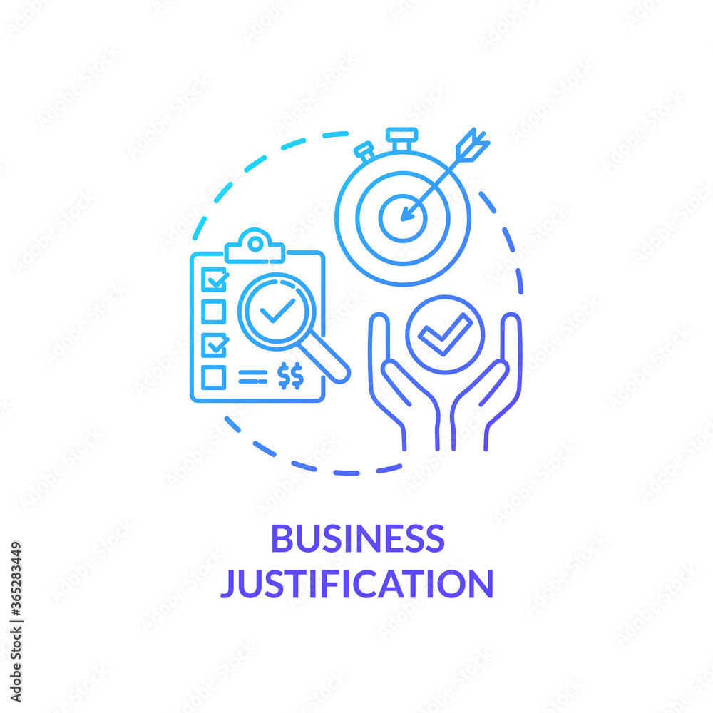 Business justification blue gradient concept icon. Corporate plan for ...