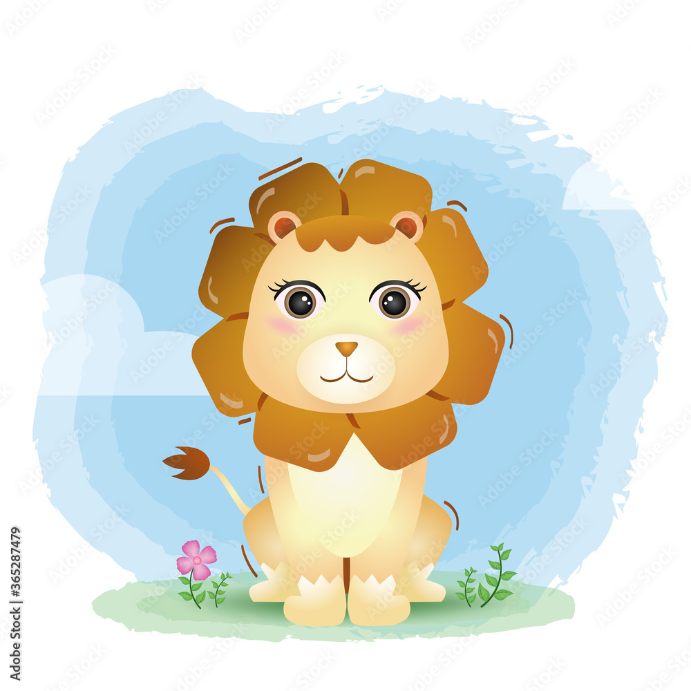 cute little lion in the children's style. cute cartoon lion vector ...