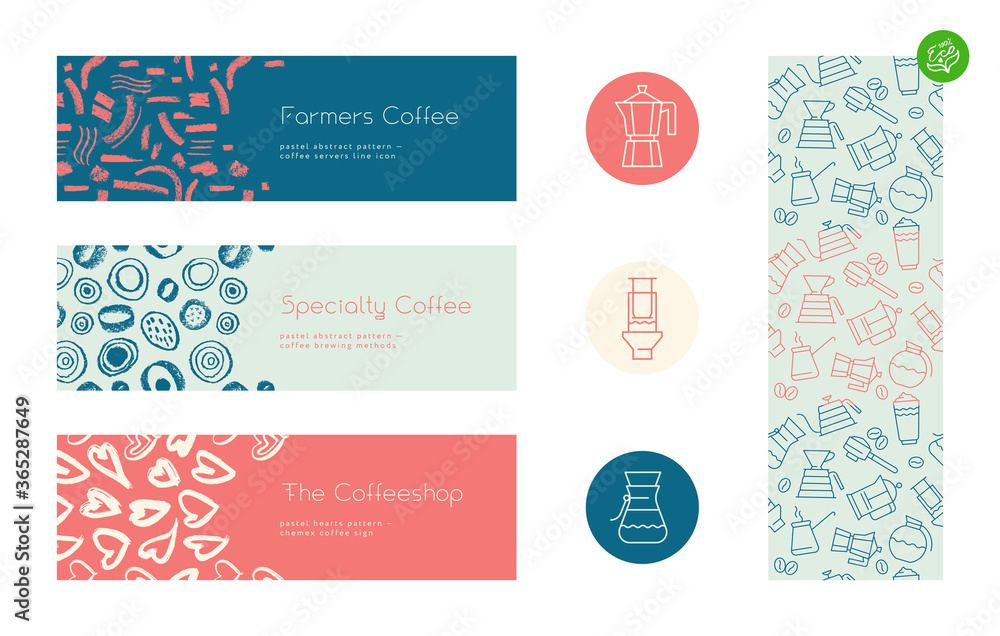 Coffee shop sign. Specialty coffee concept with vector linear icons ...