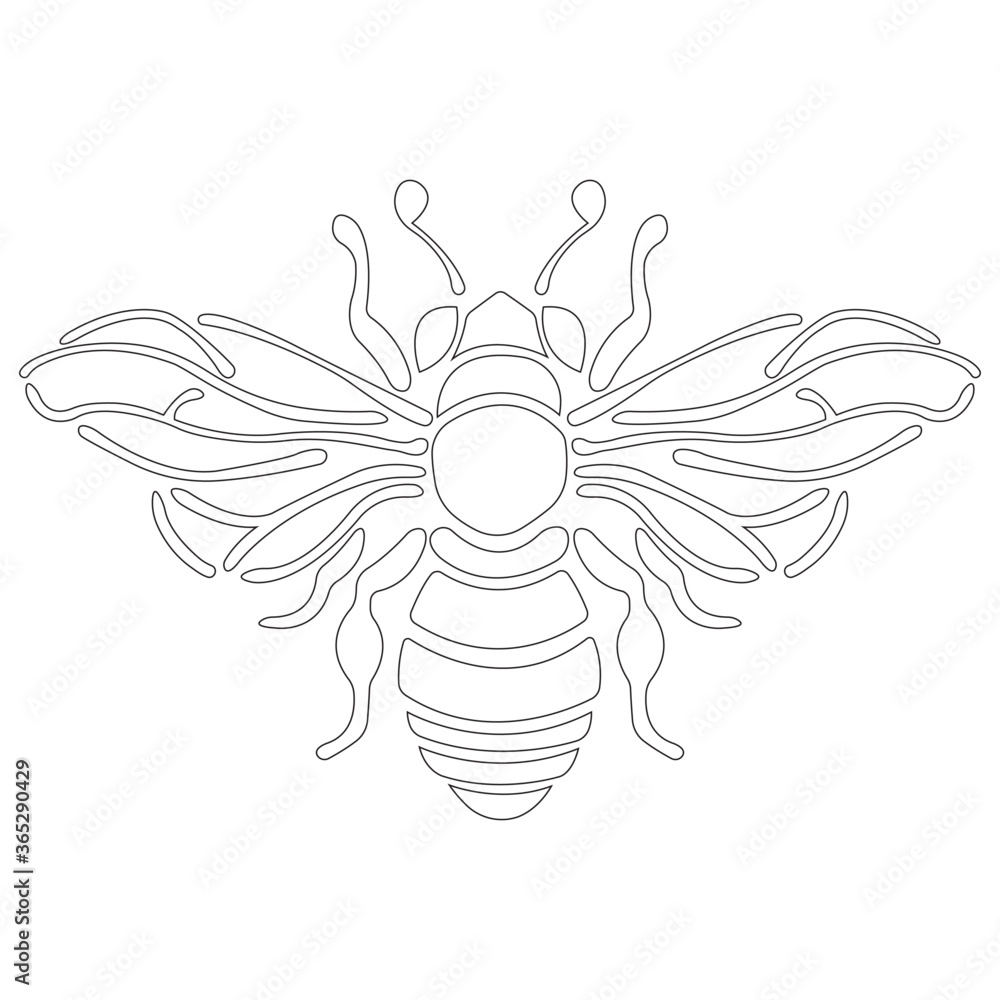 Bee sketch. Design can be used for adult and kids coloring book, emblem ...
