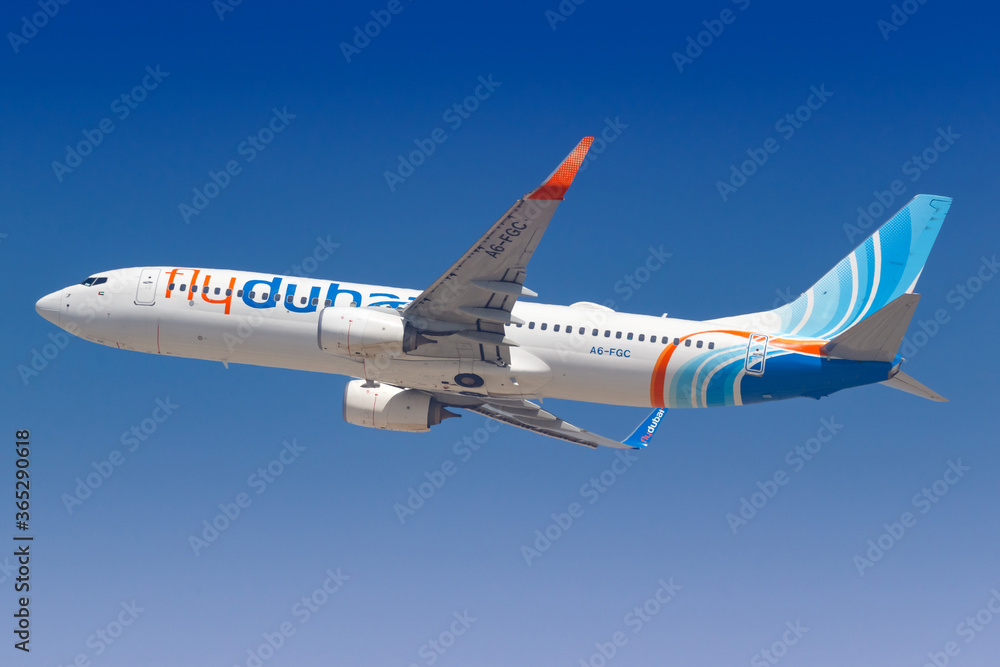 FlyDubai Boeing 737-800 airplane at Dubai airport Stock Photo | Adobe Stock
