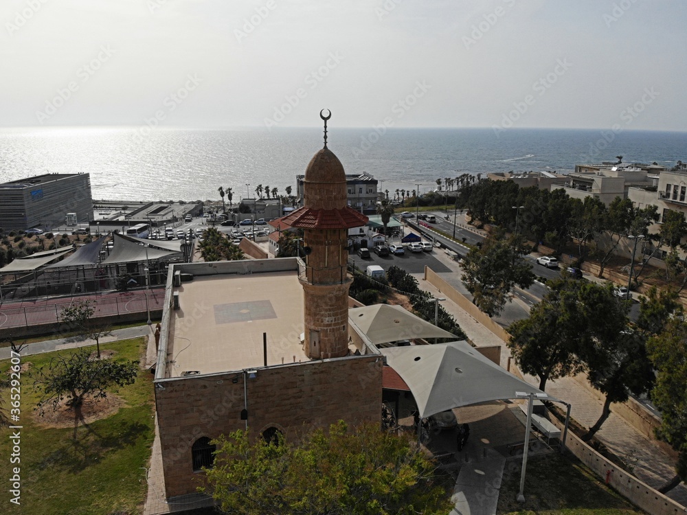 Aerial view in Israel. Tel Aviv, Bat Yam area. Created by drone from ...